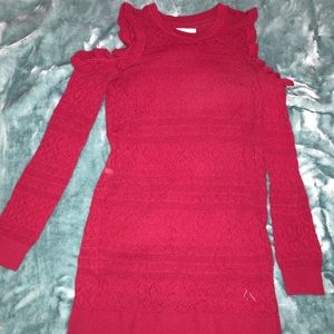 LC Lauren Conrad | Tops | Lc Red Cold Shoulder Top With Ruffle Details ...